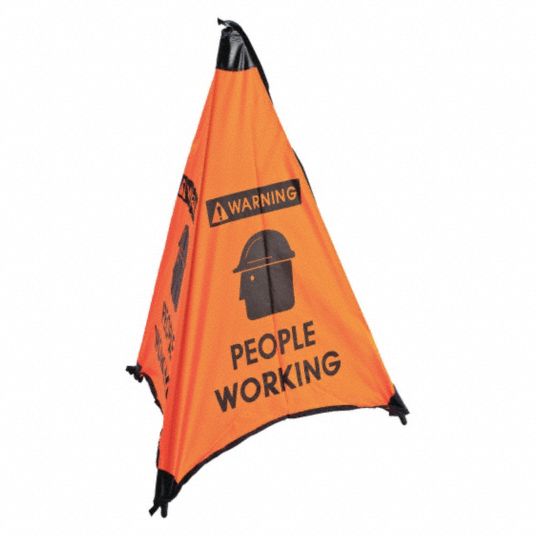 Floor Cone Sign, 31" Height, Orange, Free-Standing Floor - Grainger