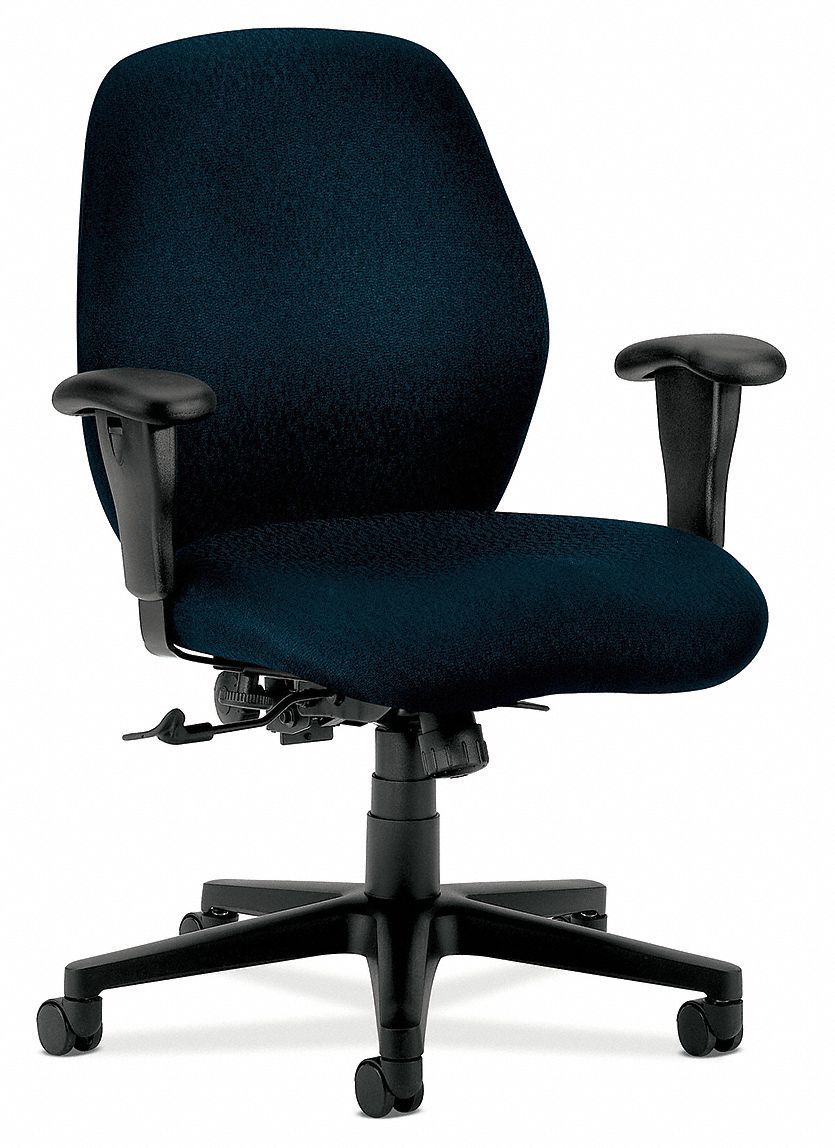 HON Desk Chair, Desk Chair, Blue, Fabric, 17 in to 21 in Nominal Seat ...