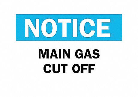 BRADY SIGN MAIN GAS CUT OFF - Notice Signs - BDY23059 | 23059 ...