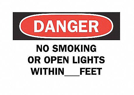 BRADY SIGN NO SMOKING OR OPEN LIGHTS... - No Smoking Signs - BDY25085 ...