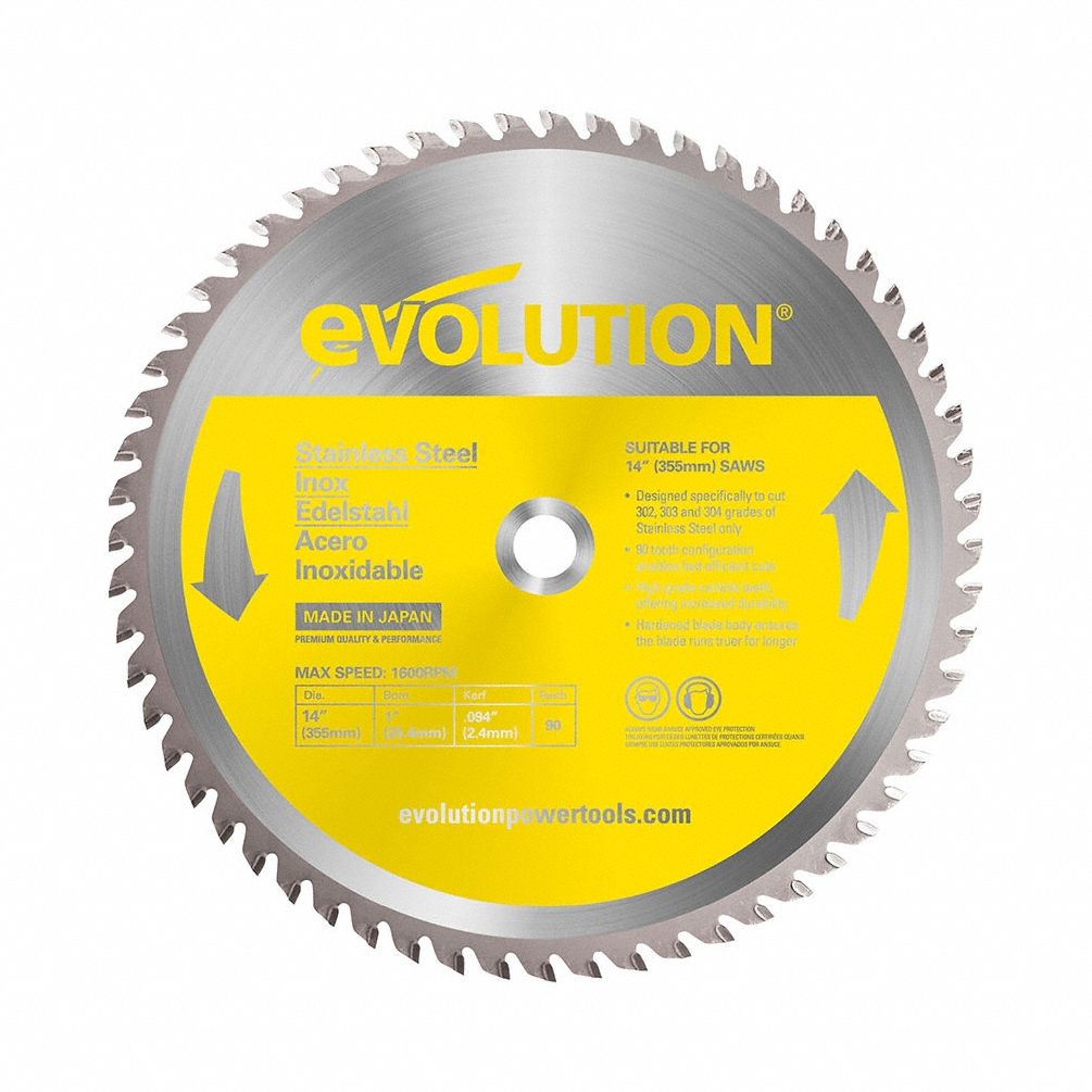 EVOLUTION, 14 in Blade Dia., 90 Teeth, Circular Saw Blade - 848N24 ...