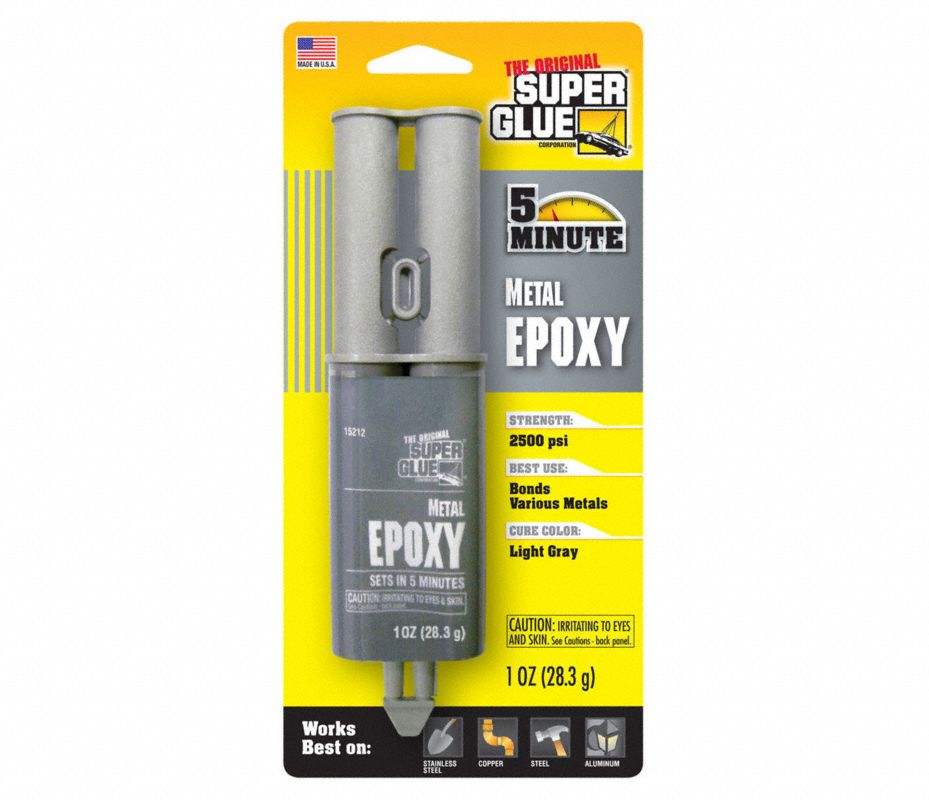 SUPER GLUE Adhesivo Epóxico Jeringa de 1 oz., Color Gris, Vida de ...