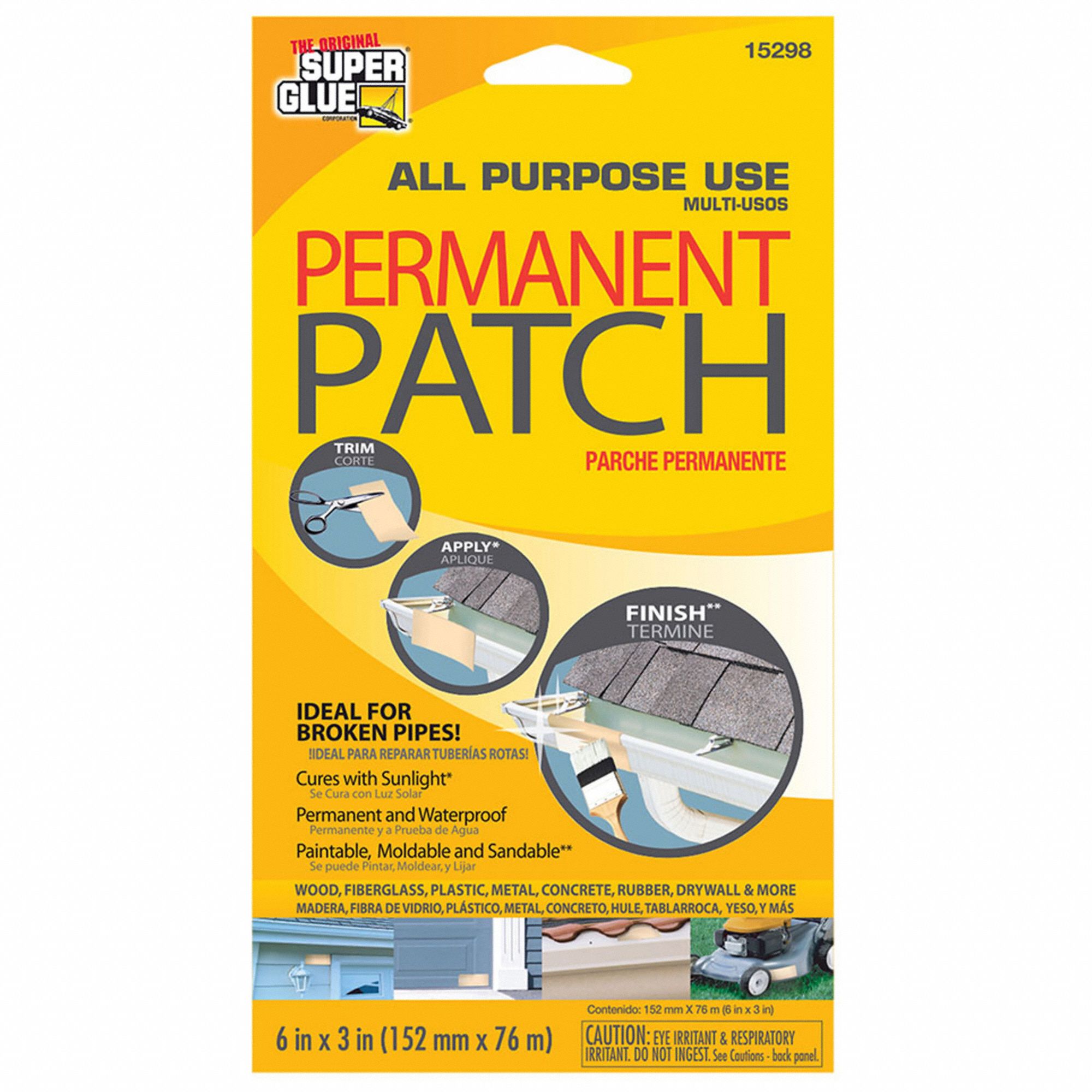 SUPER GLUE, Permanent Patch, 6 in x 3 in, Patching Compound - 1FBH3 ...