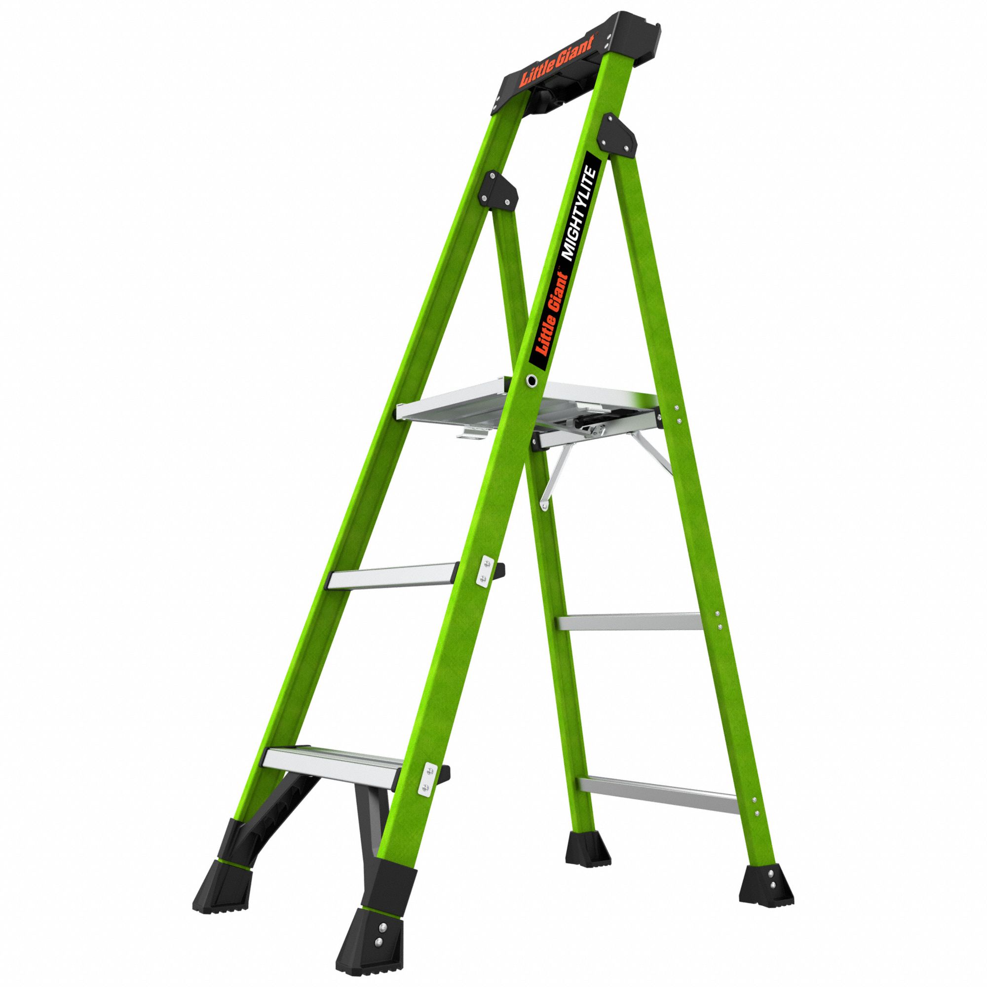 LITTLE GIANT, 5 ft Ladder Size, Fiberglass, Platform Stepladder ...