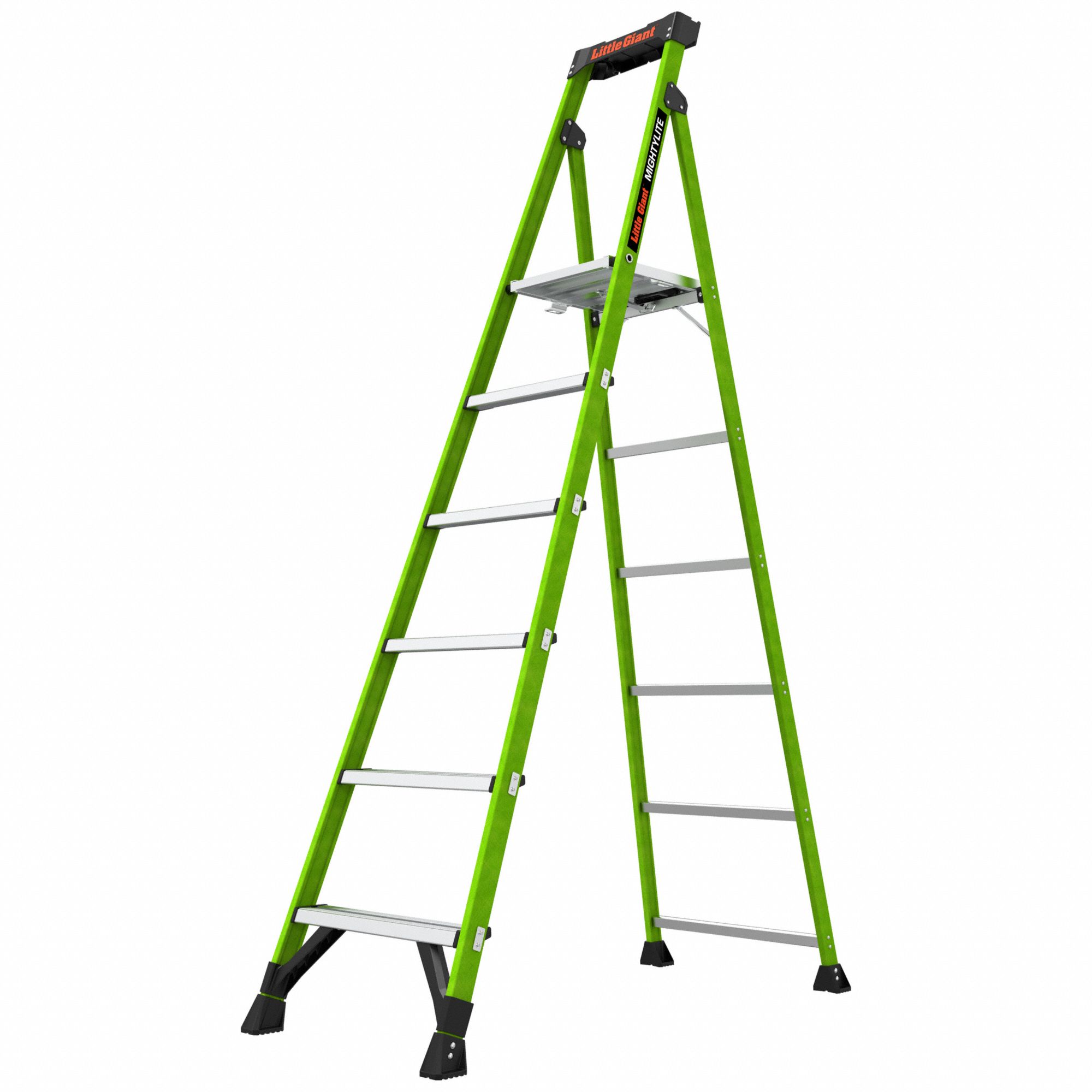 LITTLE GIANT, 8 ft Ladder Size, Fiberglass, Platform Stepladder ...