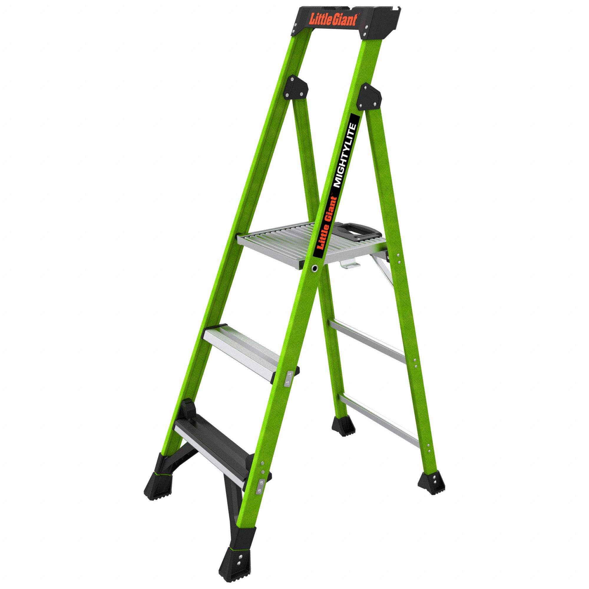 LITTLE GIANT, 5 ft Ladder Size, Fiberglass, Platform Stepladder ...