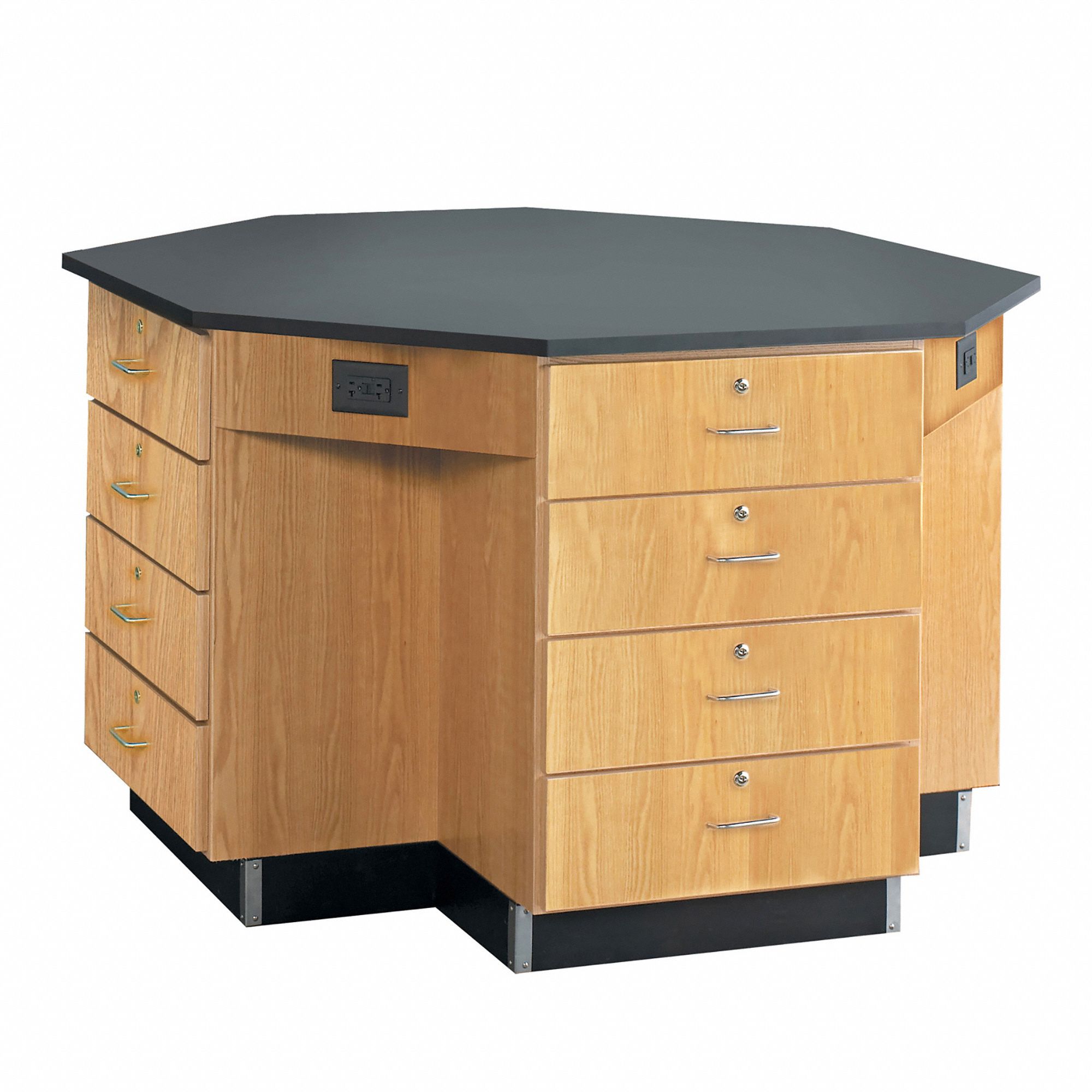 4 3/4 ft Overall Wd, 36 in Overall Ht, Octagon Workstation with Drawers ...