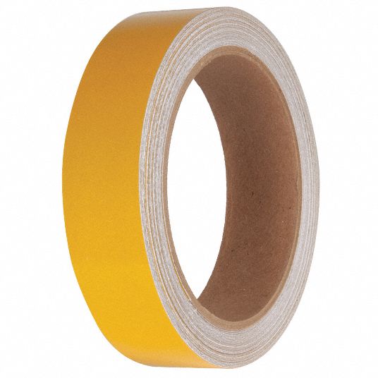 Marking Tape, Continuous Roll, Solid, Yellow, 1 in, 15 ft, 3 3/4 in ...