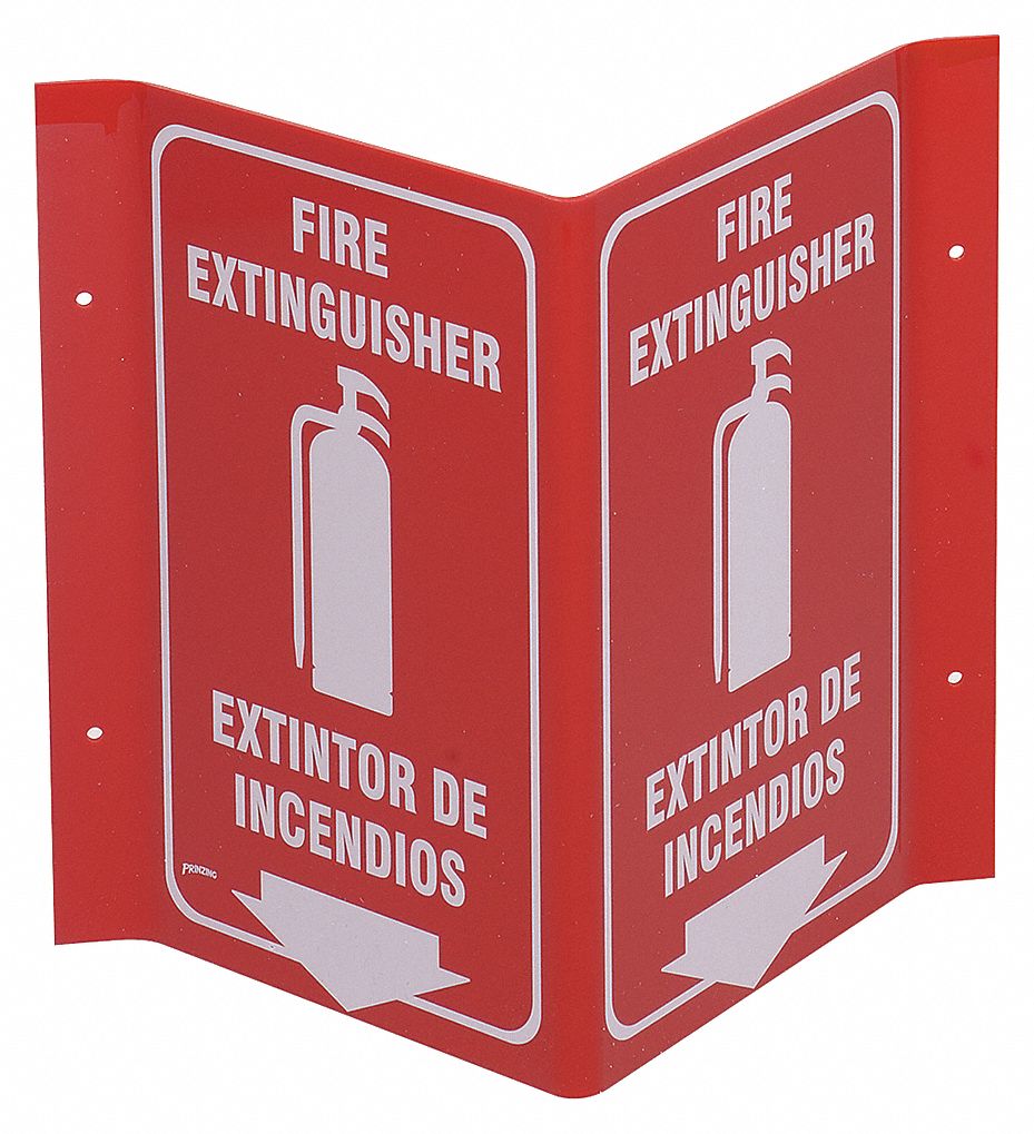 BRADY SIGN V STYLE FIRE EXTINGUISHER 11X1 - Fire and Emergency ...