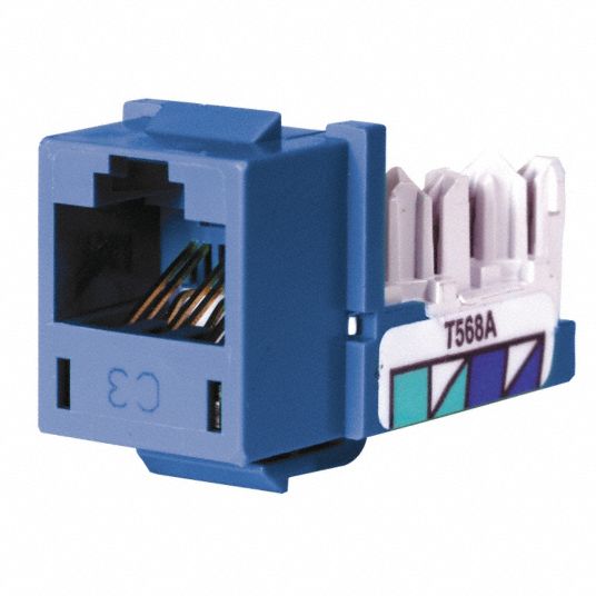 Modular Jack, Blue, Plastic, Series: Standard, Cable Type: Category 3 ...