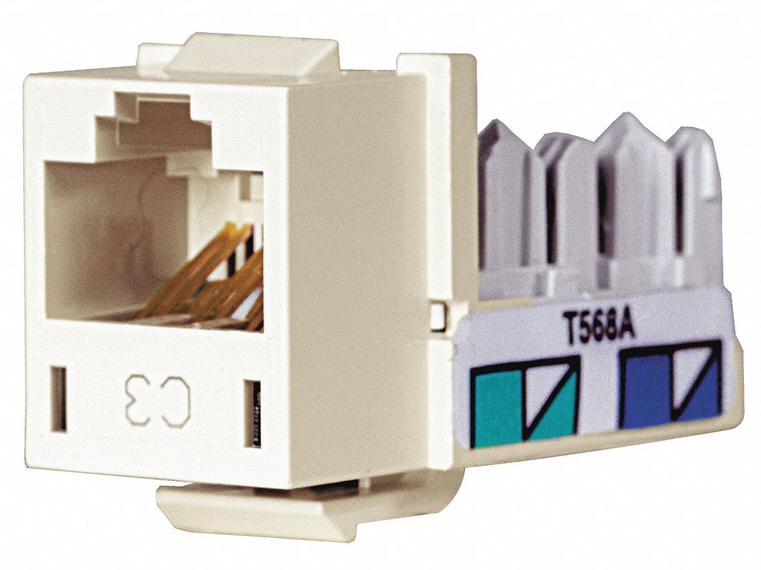 Modular Jack, Office White, Plastic, Series: Standard, Cable Type ...