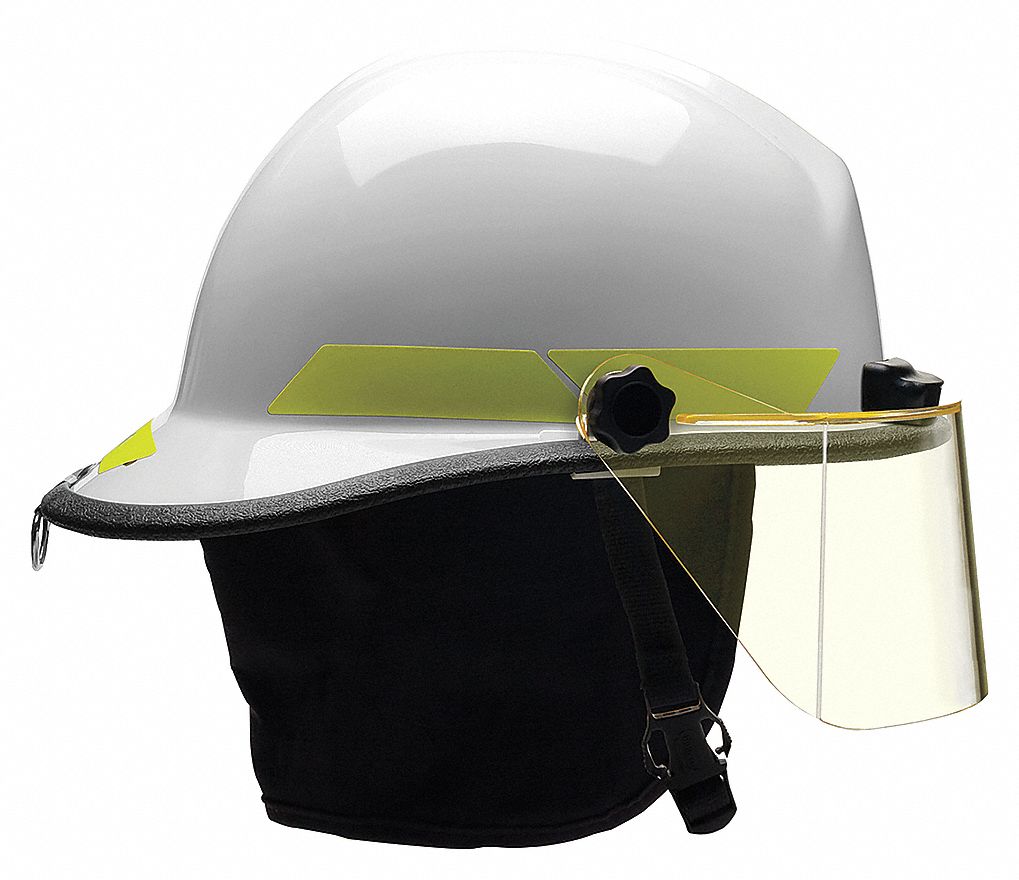 BULLARD FIRE HELMET W/ 4 IN FACESHIELD AND TRAKLITE, TP, 6-POINT SURE ...