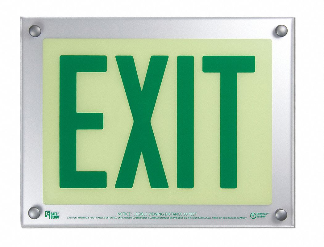 Aluminum, Plastic, Exit Sign, 12-5/32" Width, 9-11/32" Height, T-Bar ...