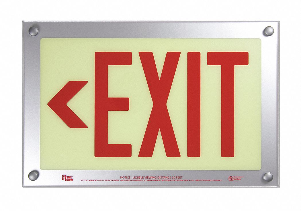 Aluminum, Plastic, Exit Sign, 14-15/32" Width, 9-11/32" Height, T-Bar ...
