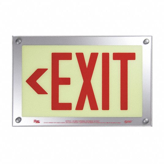 Aluminum, Plastic, Exit Sign, 14-15/32" Width, 9-11/32" Height, T-Bar ...