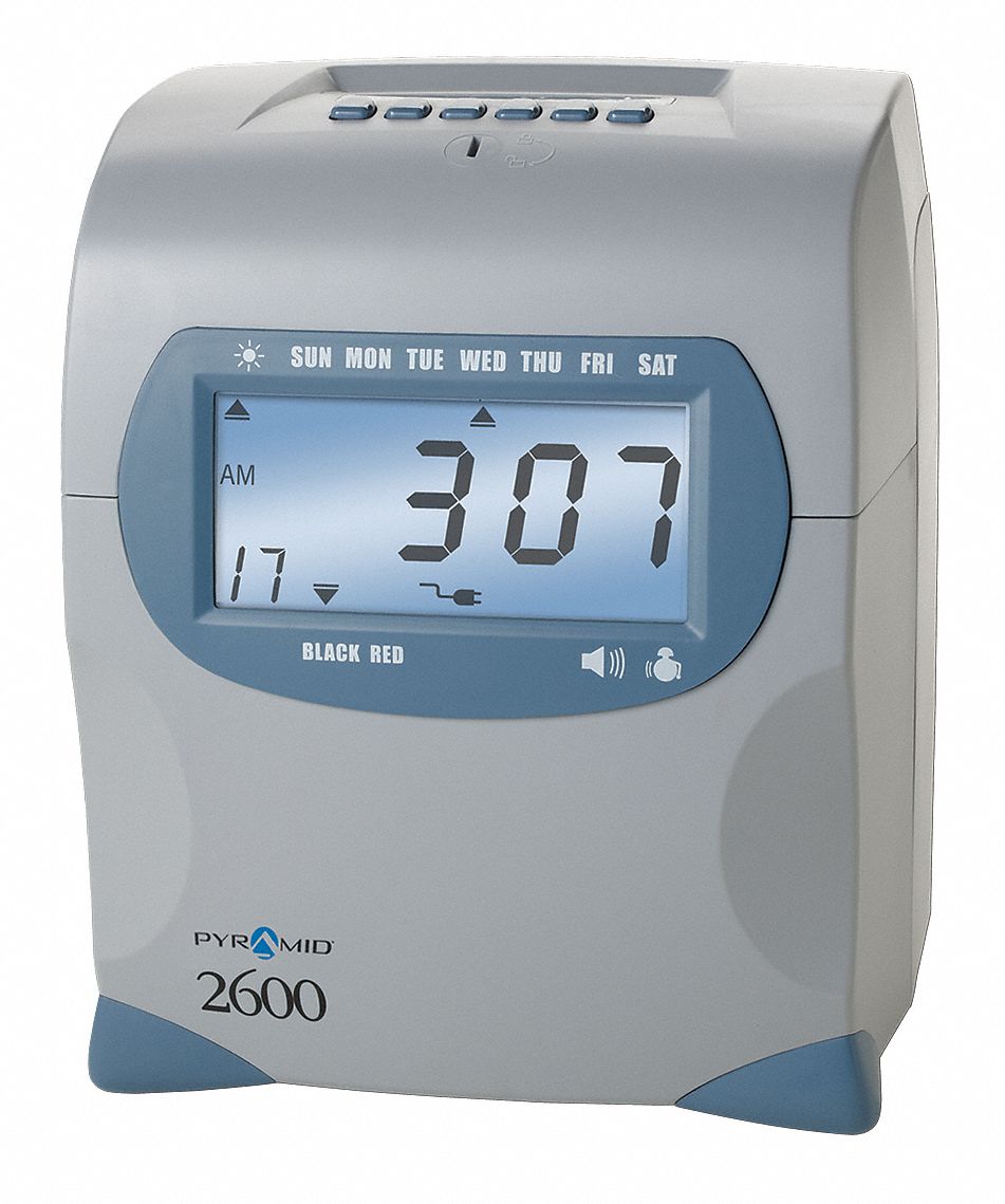 Surface, Wall-Mount Electronic Card Punch Time Clock, 9 inH x 7.5 inW x ...