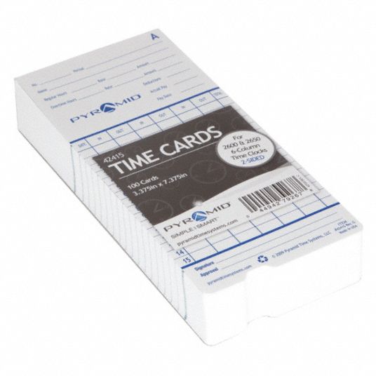 PYRAMID, White, 7 1/2 in Ht, Time Card - 15F550|42415 - Grainger