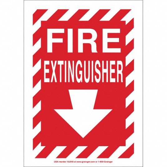 Vinyl, Adhesive Sign Mounting, Fire Extinguisher Sign - 15J040|15J040 ...