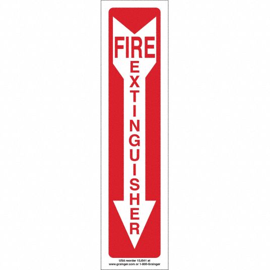 Vinyl, Adhesive Surface Sign Mounting, Fire Extinguisher Sign - 15J041 ...