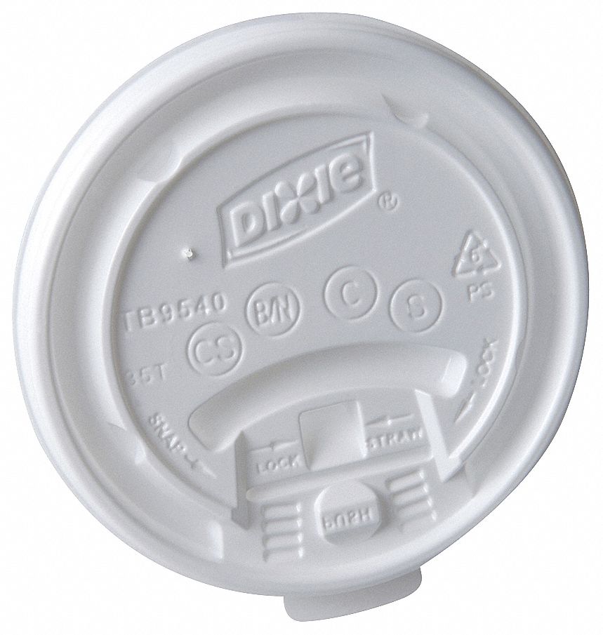 10 fl. oz. Plastic Flat, Lock Back Tear Tab Hot Cup Lid, White, 1000 PK ...