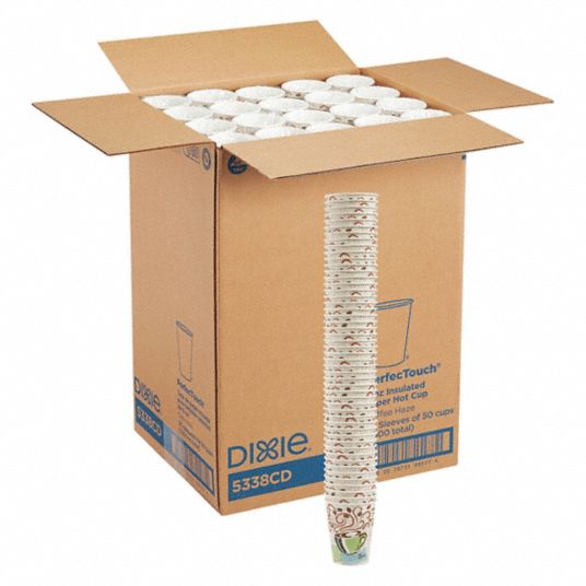 DIXIE, 8 oz Capacity, White, Disposable Hot Cup - 15J218|5338CD - Grainger