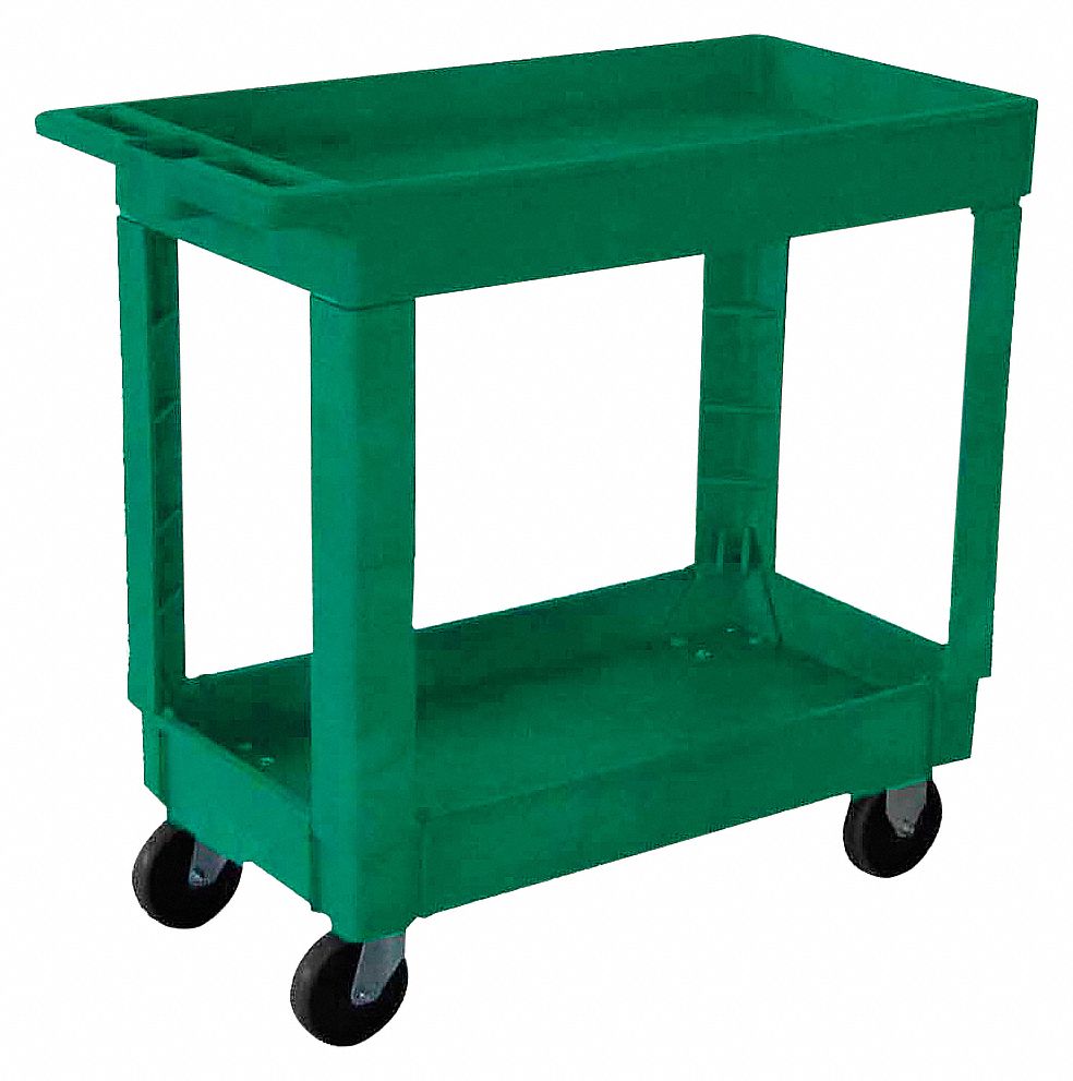 APPROVED VENDOR CART W/LIP,500LB LD,GRN,34-1/2"X17-1/2" - Plastic Shelf ...