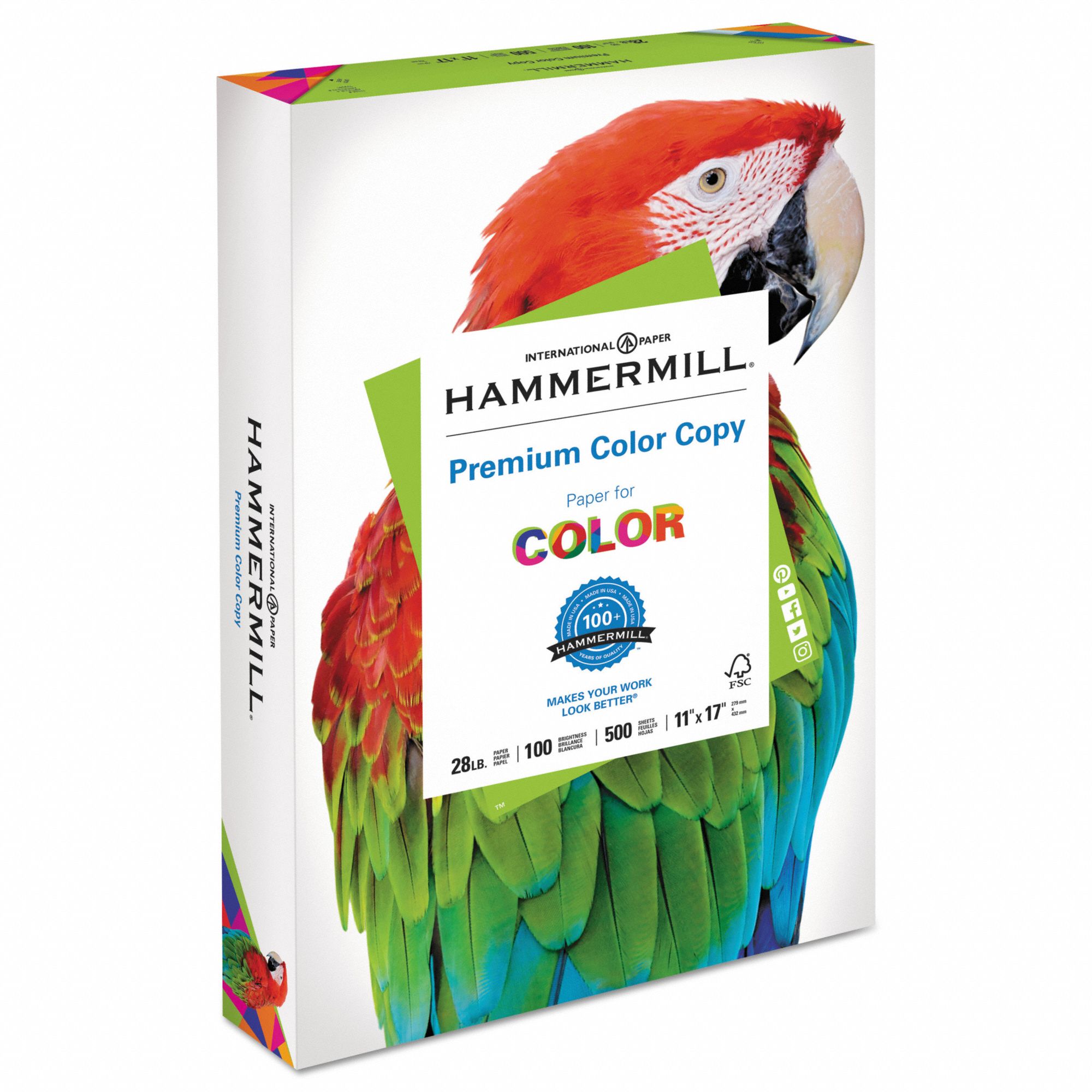HAMMERMILL Multipurpose Paper: Tabloid Paper Size Name, 28 lb Paper Wt ...