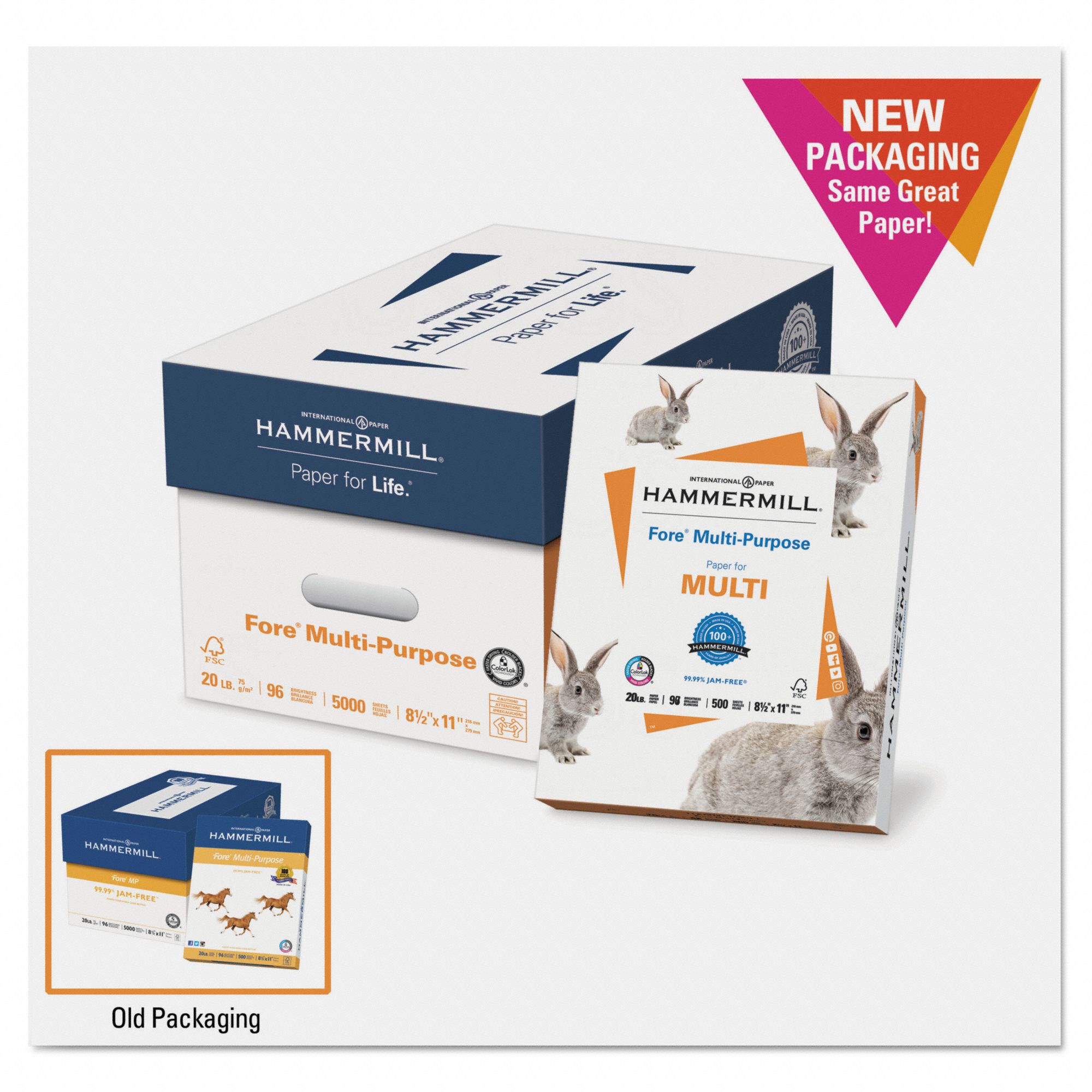 HAMMERMILL Multipurpose Paper: Letter Paper Size Name, 24 lb Paper Wt ...