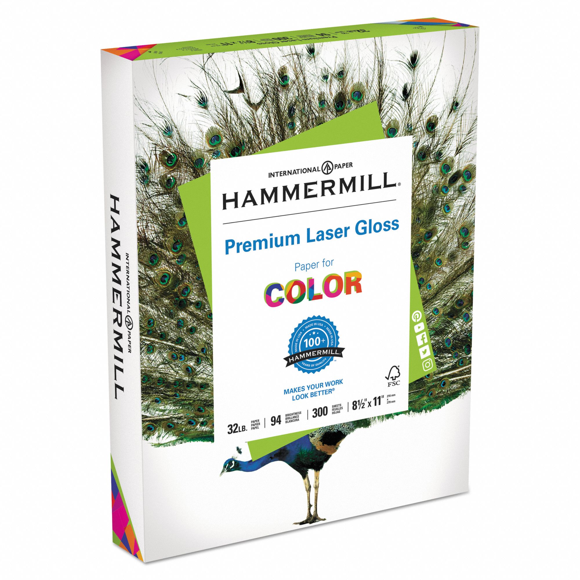 HAMMERMILL Laser Paper: Letter Paper Size Name, 32 lb Paper Wt, 94 ...