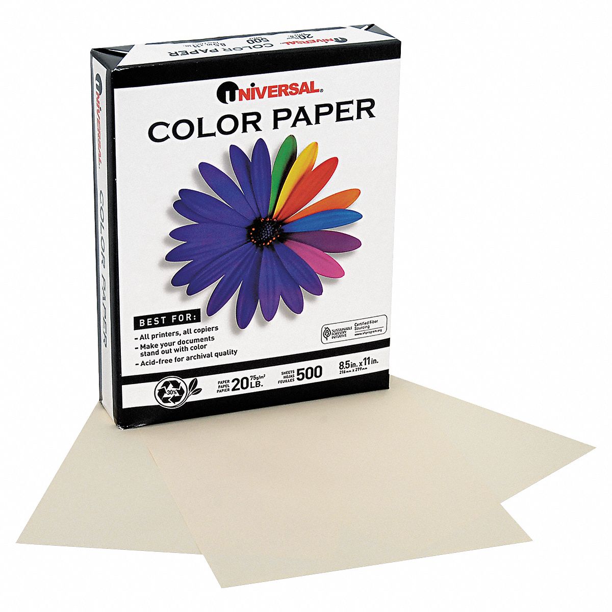 Multipurpose Paper, 8 1/2 in x 11 in, Ivory, PK 500 - Grainger