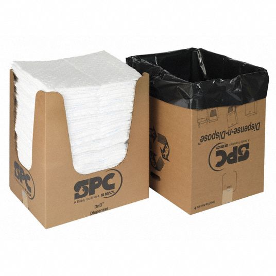 BRADY SPC ABSORBENTS, 49 oz Volume Absorbed Per Pad, Polypropylene ...