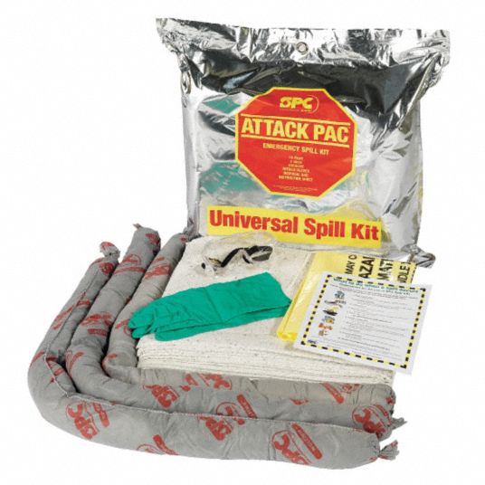 BRADY SPC ABSORBENTS, 36 gal Volume Absorbed Per Kit, Bag, Spill Kit ...