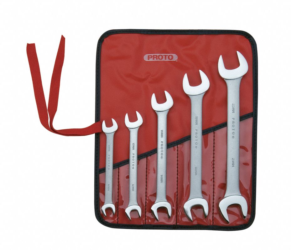 PROTO Juego de Llaves con Extremo Abierto, Métrico, Número de Piezas: 5, Ángulo de la Cabeza: 15 ...