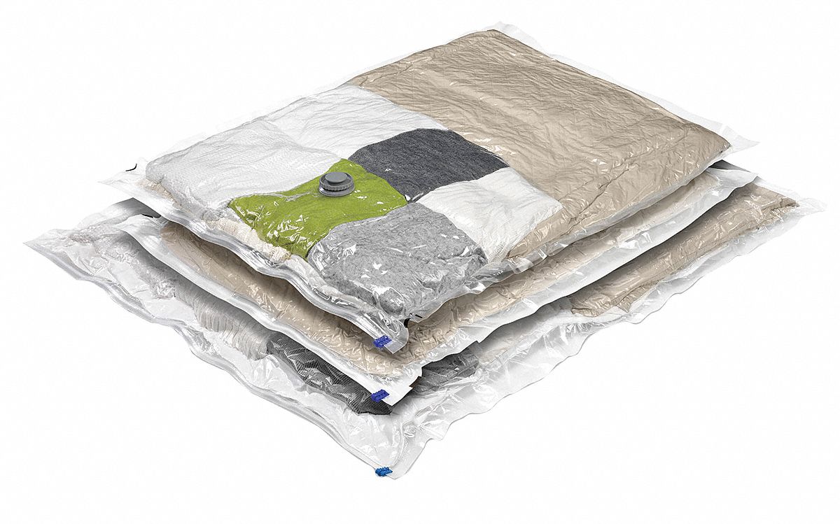 Plastic, Zip Seal Vacuum Storage Bag Set, 40 in, 48 in L X 27 1/2 in ...