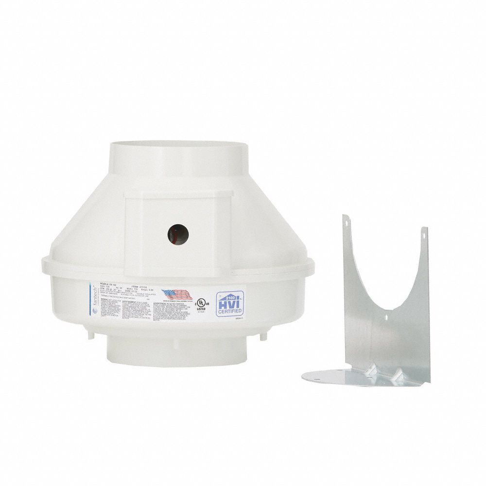 FANTECH In-Line Duct Fan: 345 cfm Max., 6 in Duct, 116 W, 120V AC, 1 Ph ...