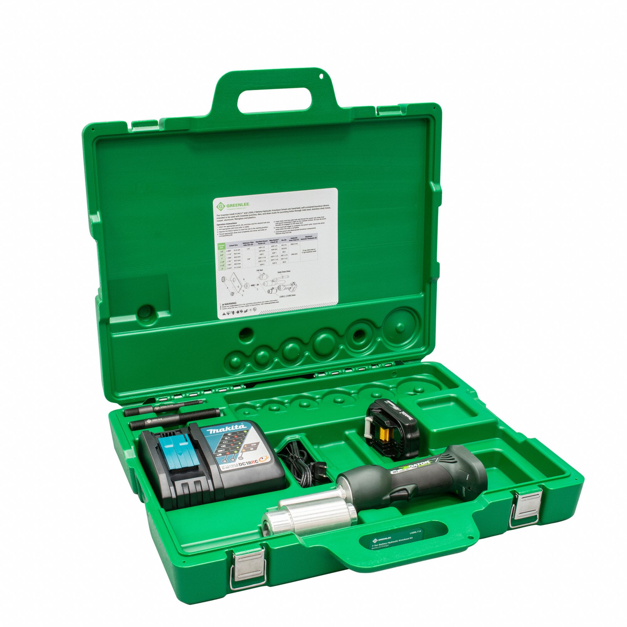 GREENLEE Knockout Tool Kit: 18V DC, 4 in Punching Capacity (Steel), For ...