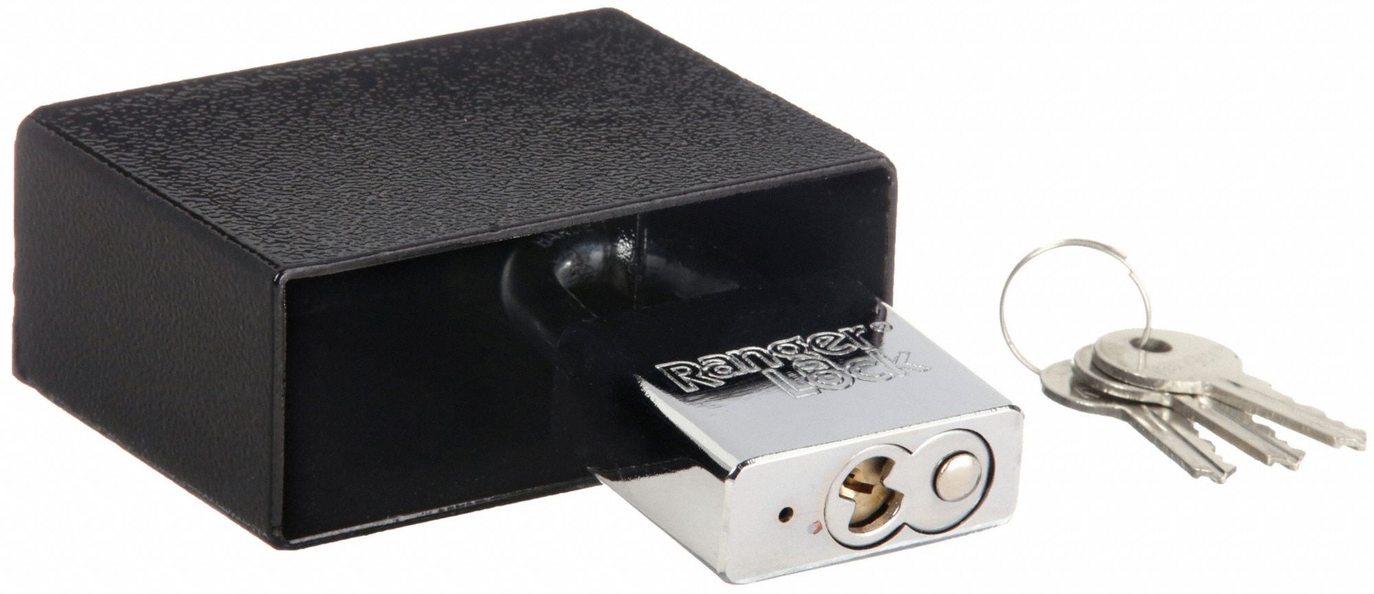 RANGER LOCK Padlock Guard with Lock: 3 in Guard Lg, 1 1/16 in Guard Wd ...