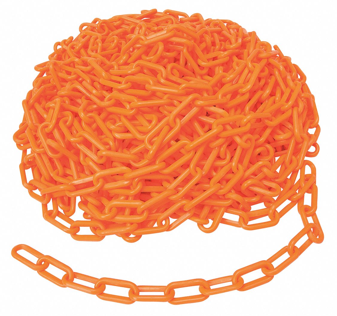 100 ft Lg, Orange, Plastic Chain - 15Y457|78241 - Grainger