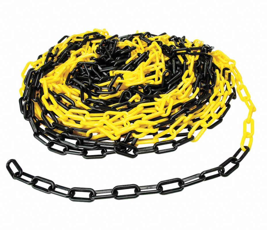 APPROVED VENDOR Cadena de Plástico, 100 pies, Negro/Amarillo ...