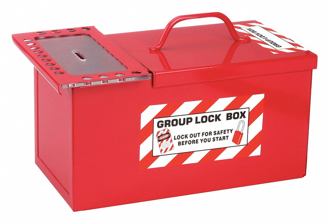 BRADY, Steel, Red, Group Lockout Box - 15Y531|105717 - Grainger