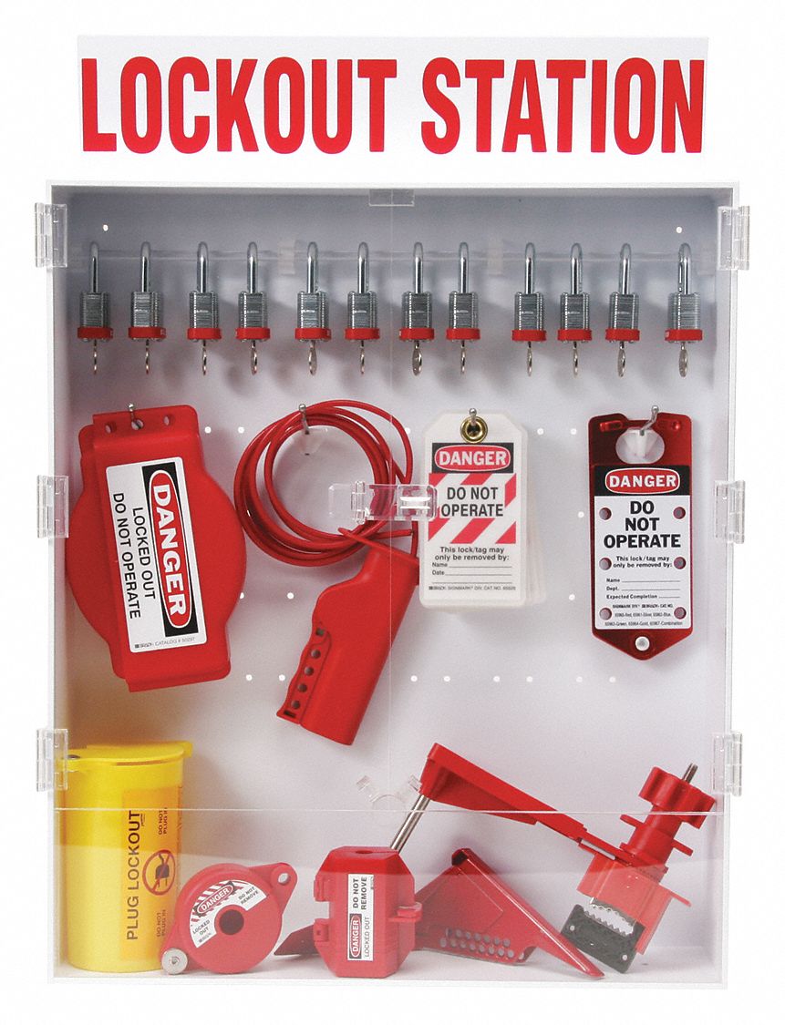 Brady Lockout Station Filled 46 Components 12 Padlocks Included Steel 26 In Ht 19 12 In
