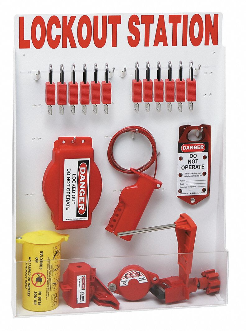 BRADY Lockout Station, Filled, Electrical/Valve Lockout, 26 in x 19 1/2 ...