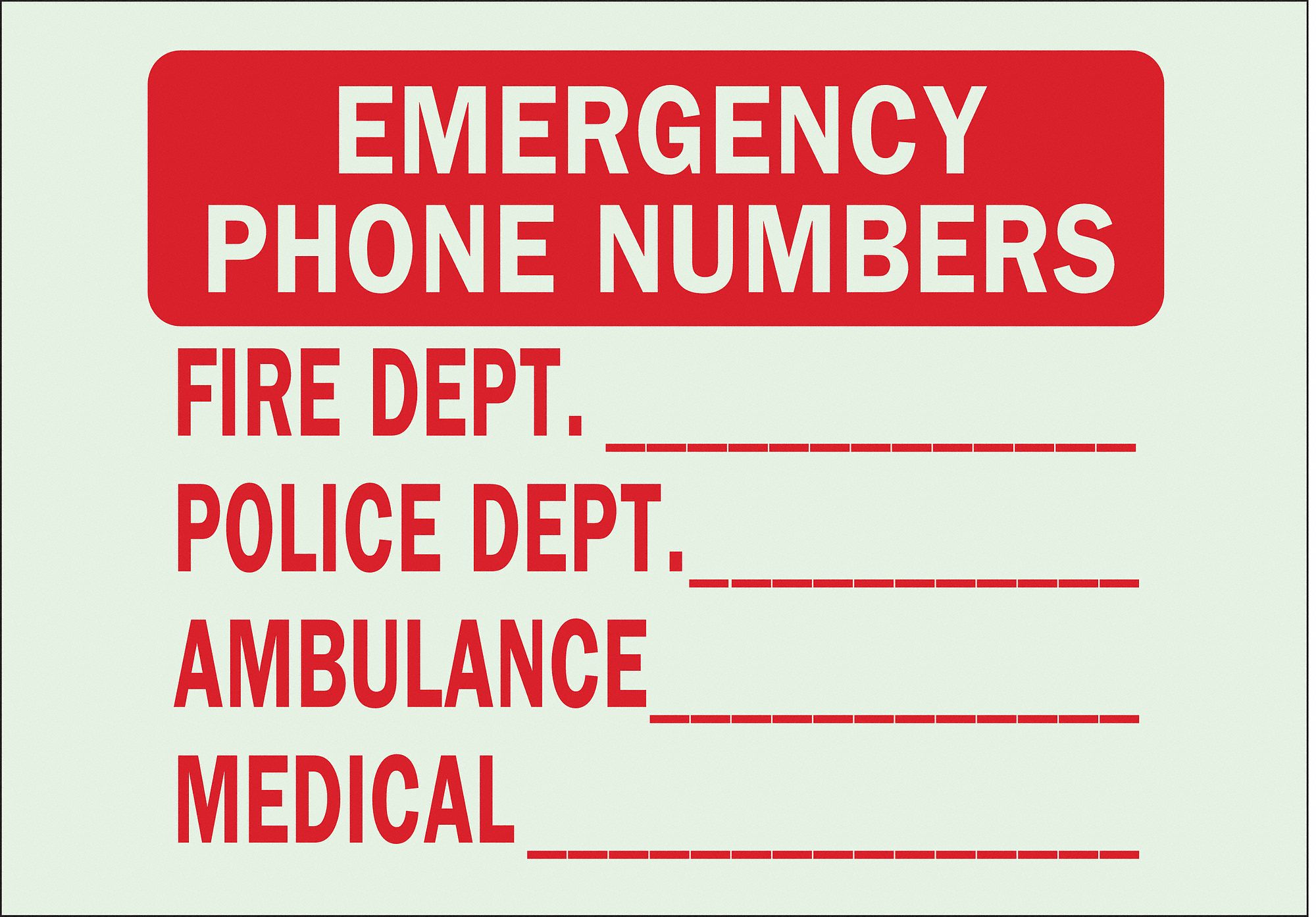 Adhesive Sign Mounting, Not Retroreflective, Emergency Sign - 1NL34 ...