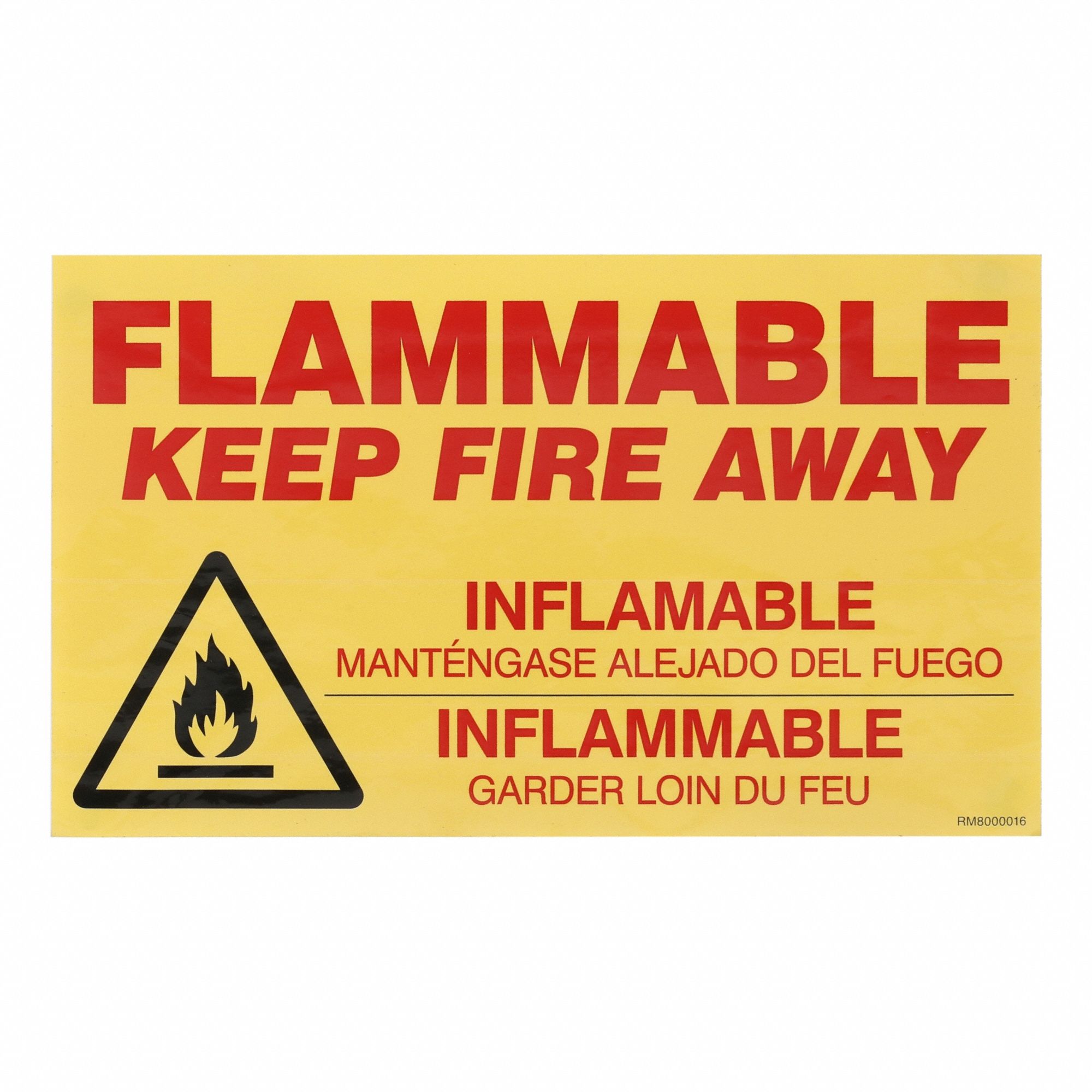 Flammable Keep Fire Away, 8 1/2 in x 14 1/2 in, Safety Cabinet Label ...