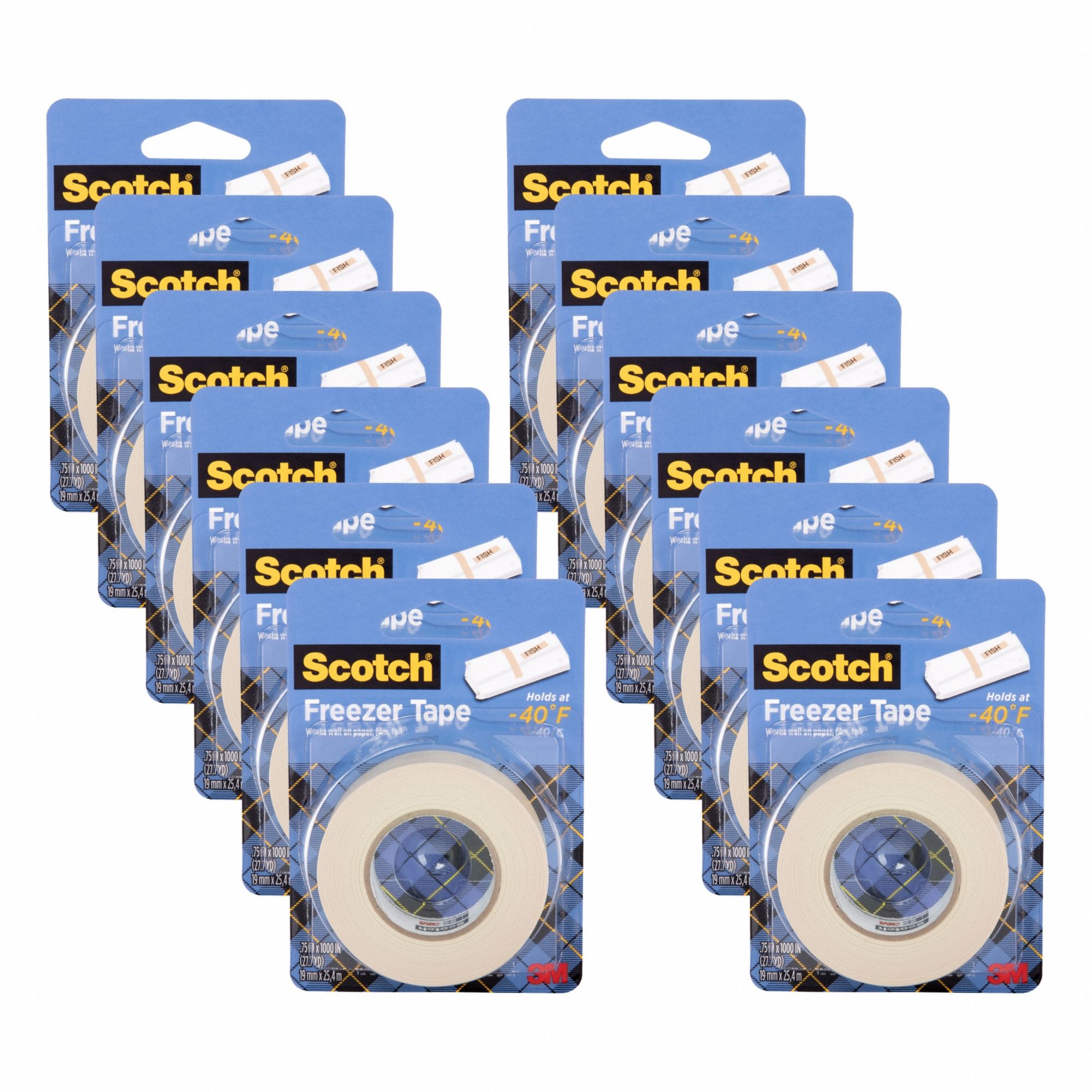 SCOTCH, 3/4 in x 1000 yd, 12, Freezer Tape FT-1, PK 12 - 862EY0|FT-1 ...