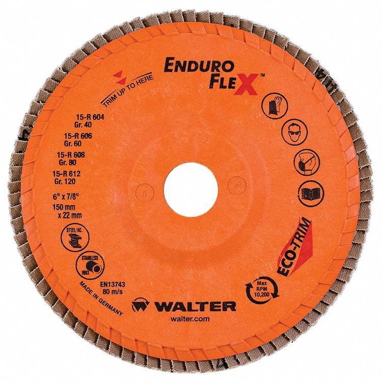 WALTER SURFACE TECHNOLOGIES, Type 27, 6" x 7/8", Flap Disc - 804CF7 ...