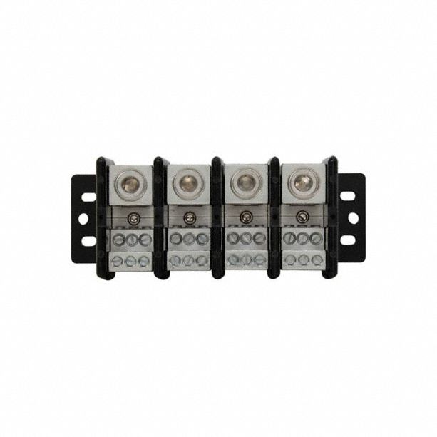 BUSSMANN, 4 Poles, 6 AWG – 350 kcmil Line Side Wire Size Range, Power Distribution Block - 1EL71 ...