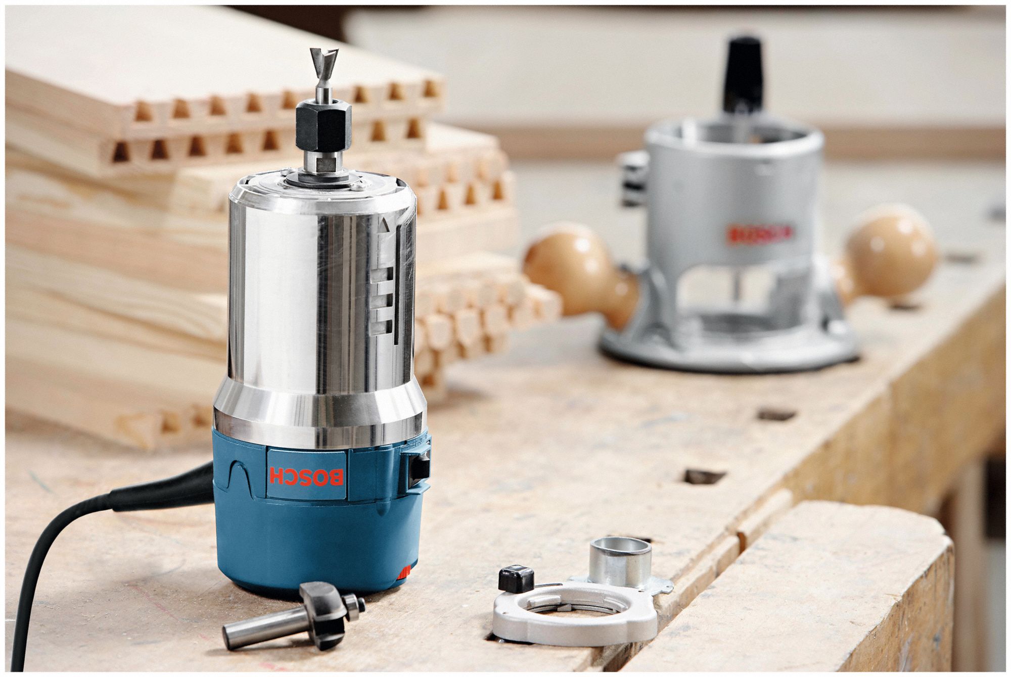 BOSCH Router: Mid-Size, Fixed and Plunge Base, 2.25 hp, Variable Speed ...