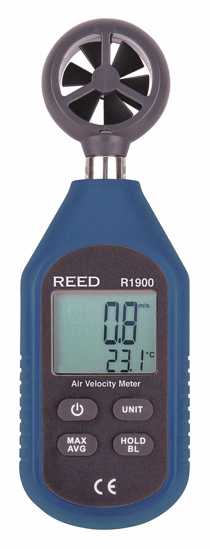 REED INSTRUMENTS, 1 fpm Air Velocity Resolution, Relative Humidity, Air ...