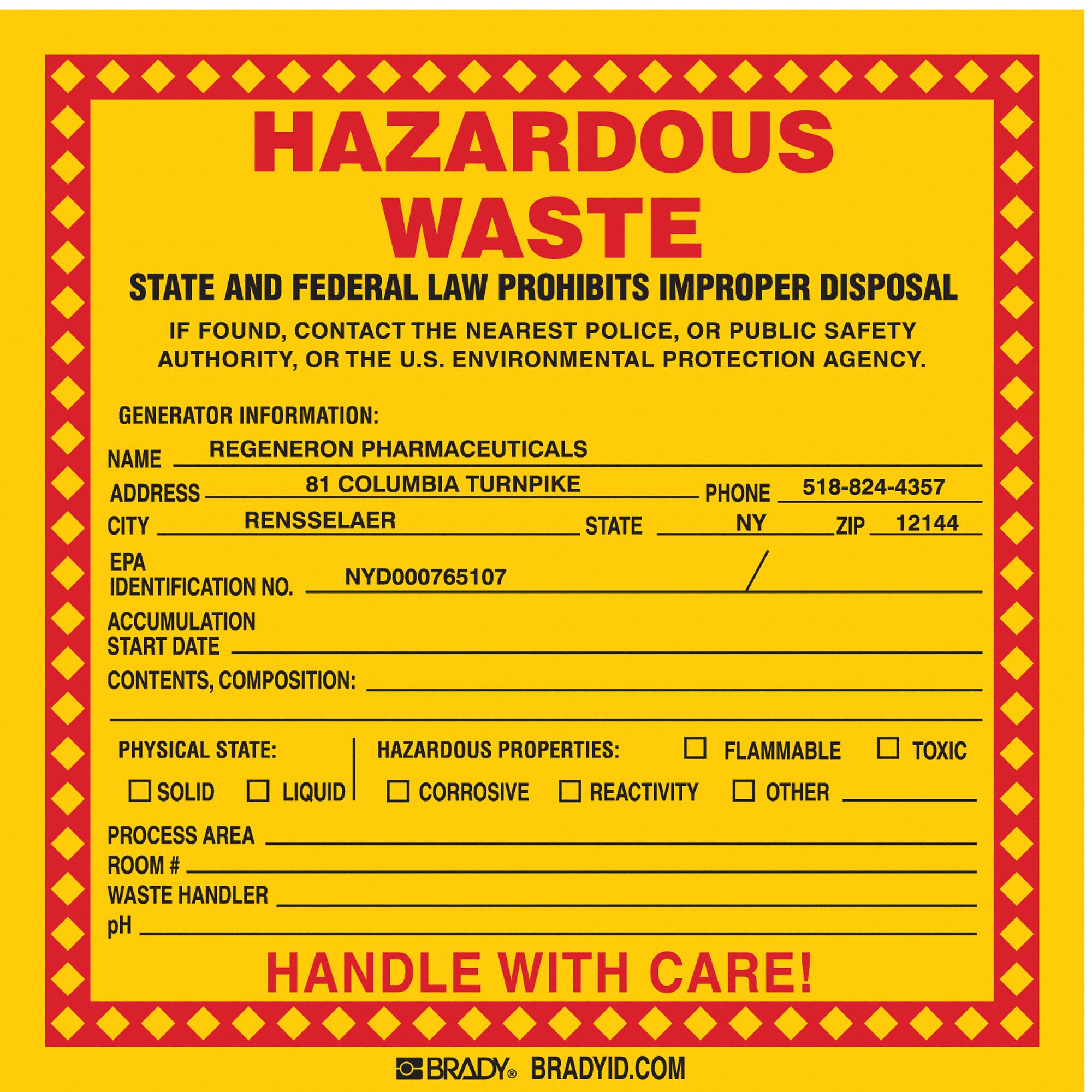 DOT Handling Label, Language English, Handling Label/Placard Type Waste ...